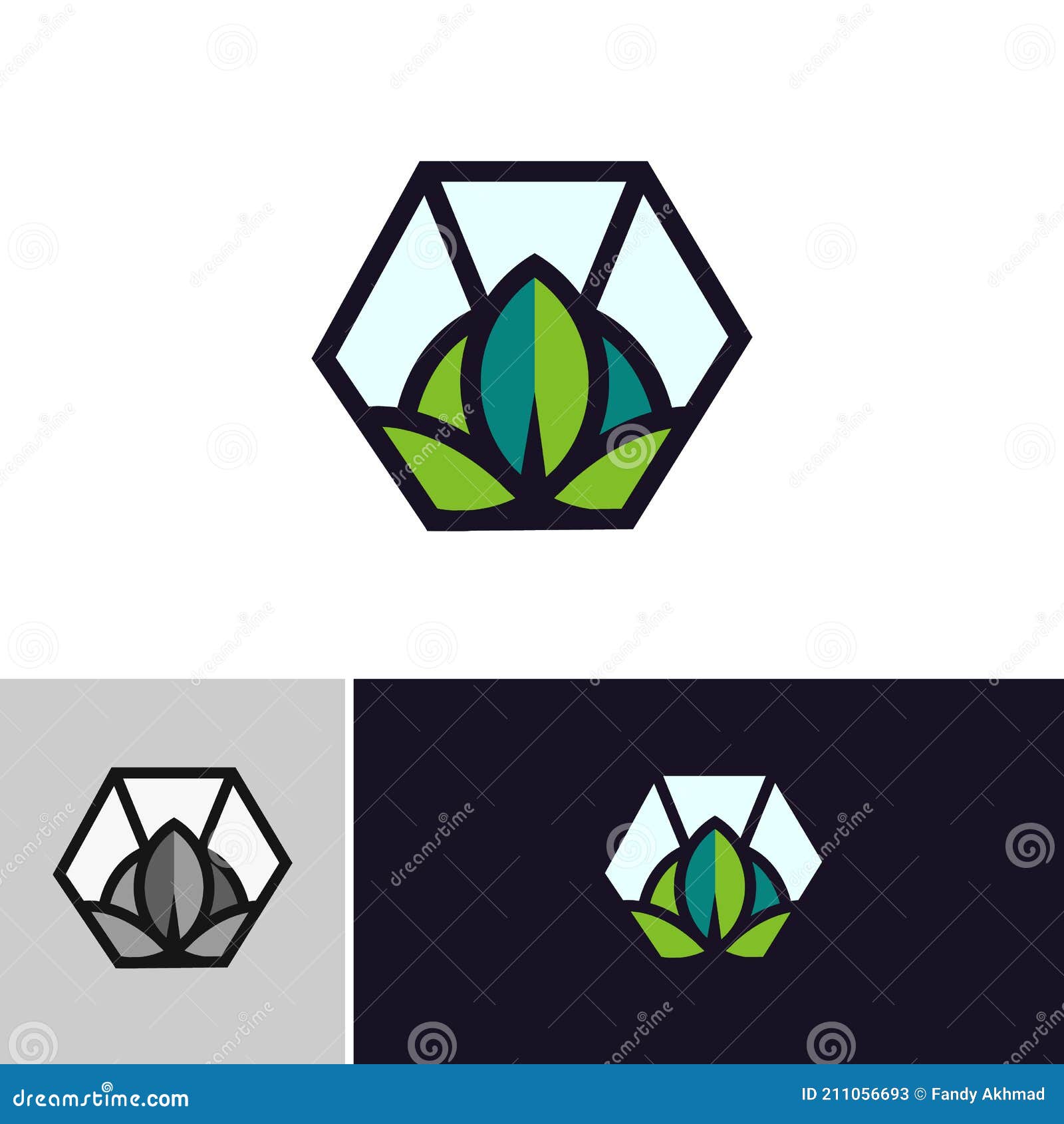Geometric 3 Leaf Logo Vector with Nature Simple Hexagonal Eco Friendly ...