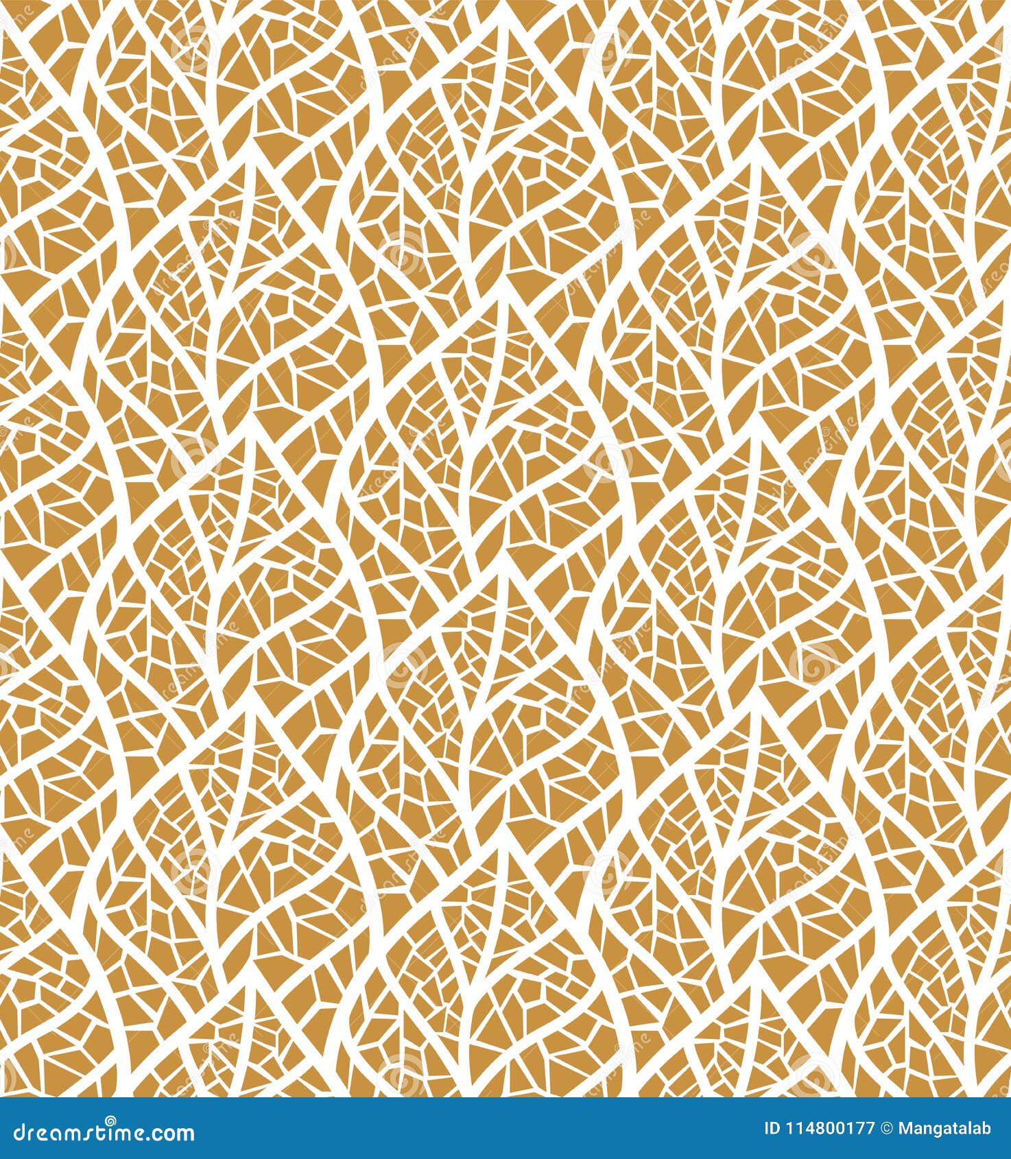 Mosaic Tile Decorative Leaves Seamless Pattern. Continuous Leaf ...