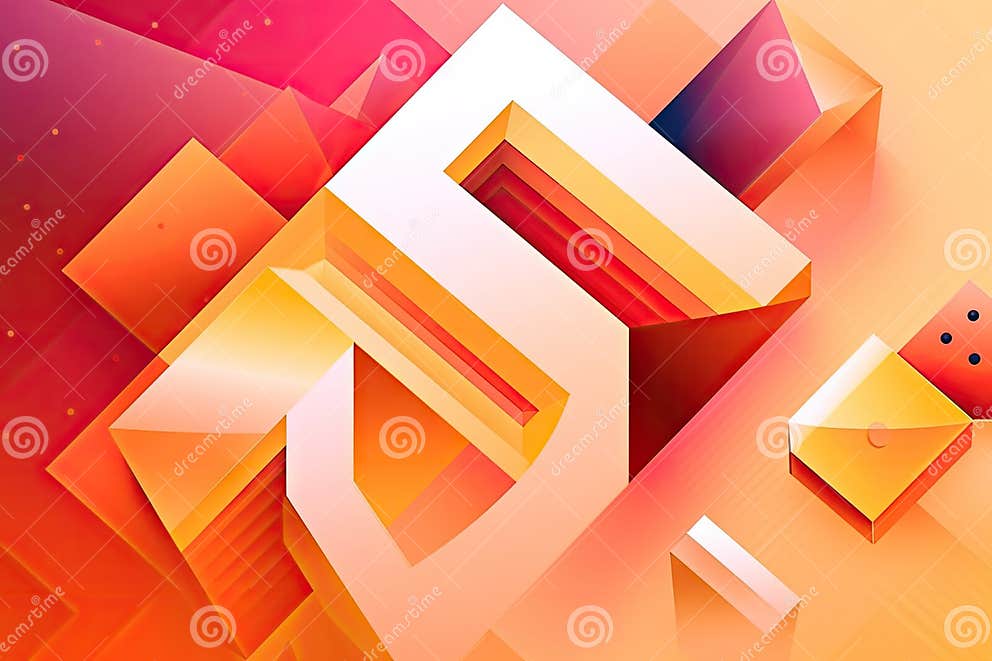 Geometric Letter Forms with Gradient Backgrounds in Warm Tones Stock ...