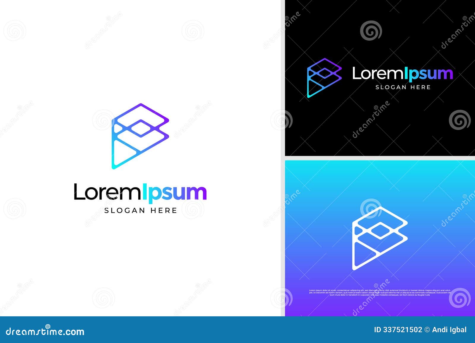 Geometric Letter P Digital Logo Vector Design Stock Vector ...