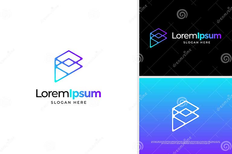 Geometric Letter P Digital Logo Vector Design Stock Vector ...