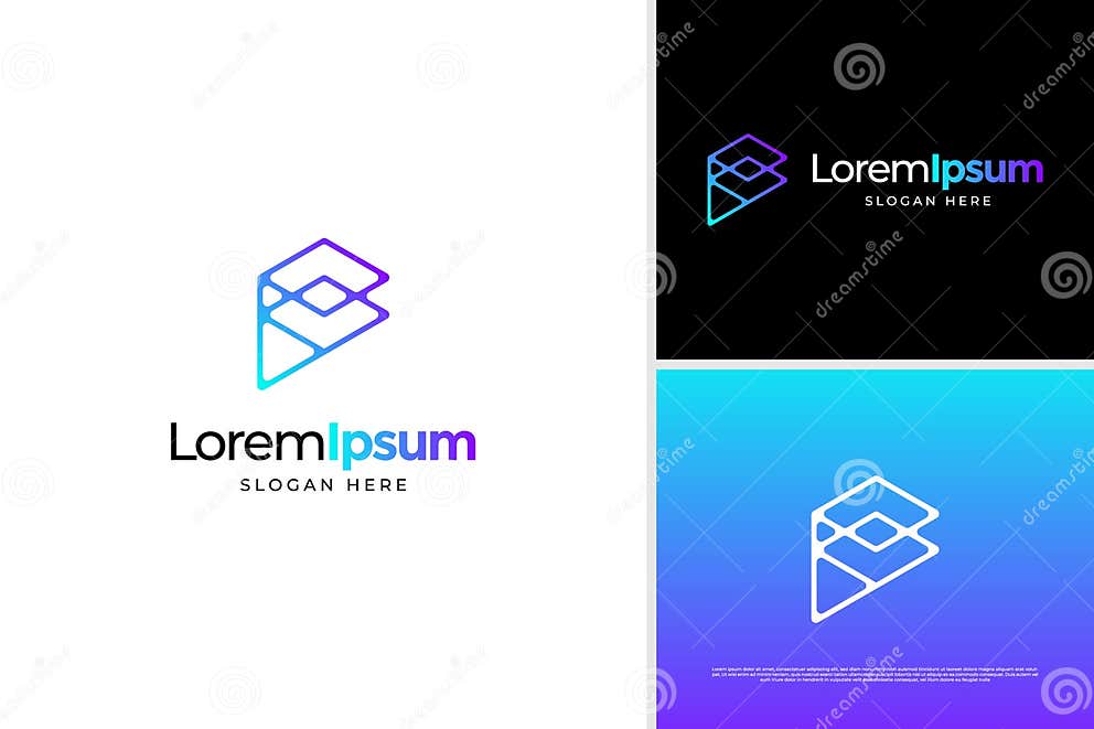 Geometric Letter P Digital Logo Vector Design Stock Vector ...