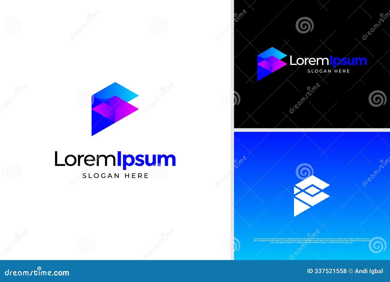 Geometric Letter P Digital Logo Vector Design Stock Vector ...