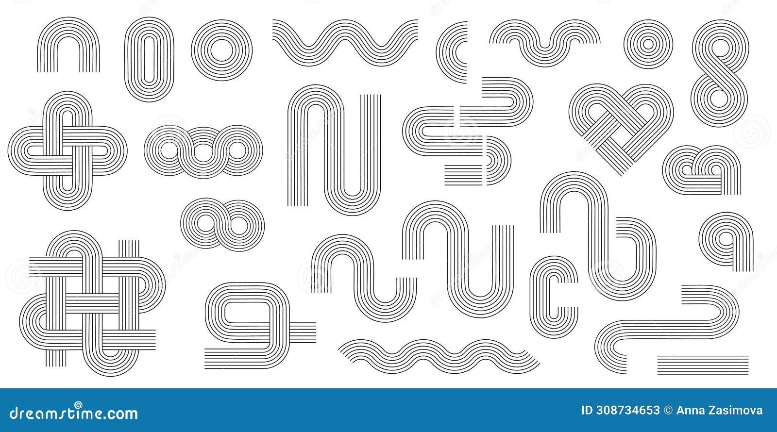 Geometric Line Arch and Circle Abstract Shapes. Linear Design Element ...