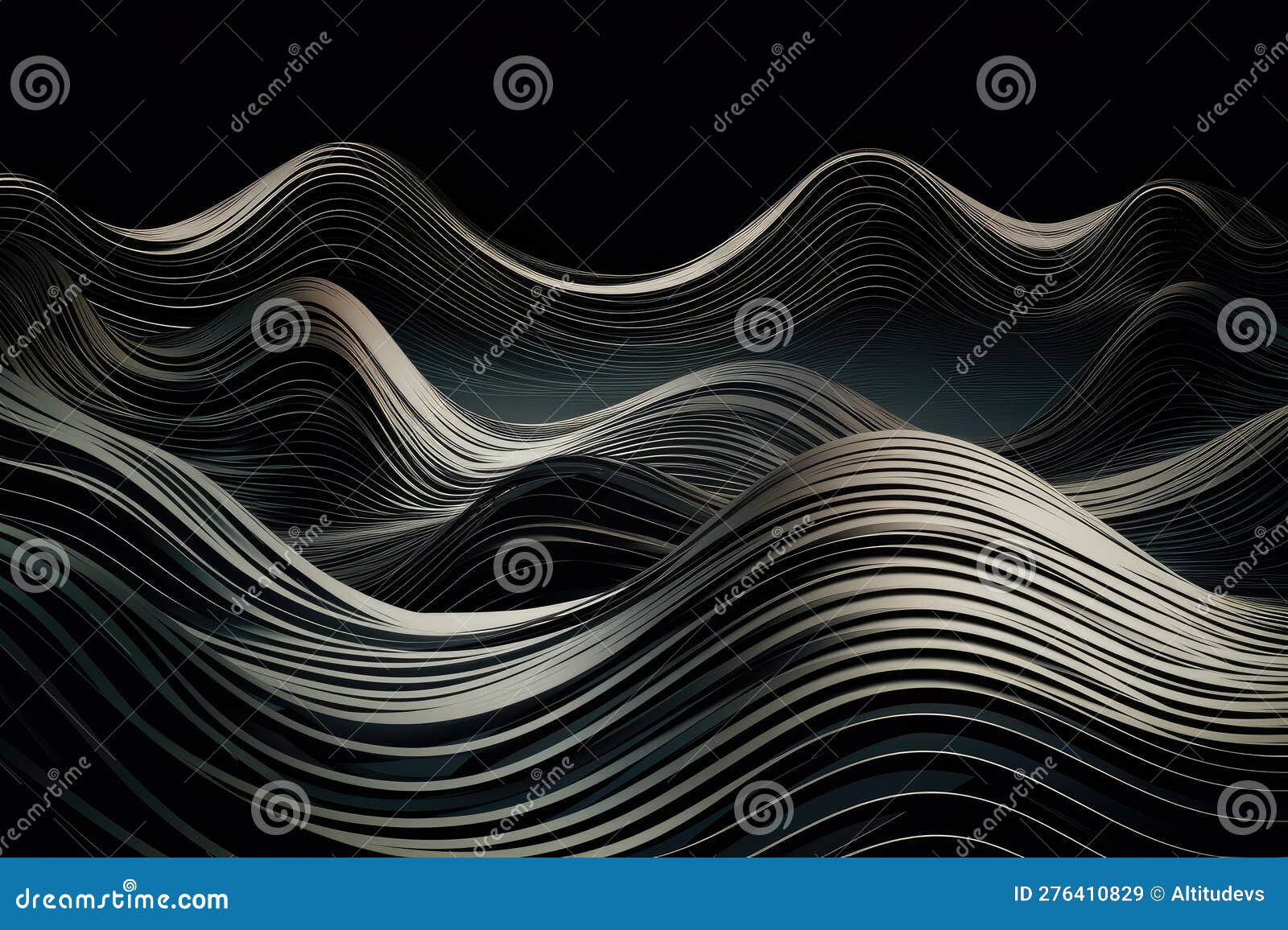 Geometric Line Art and Contours of Waves, with Reflection on the Water ...