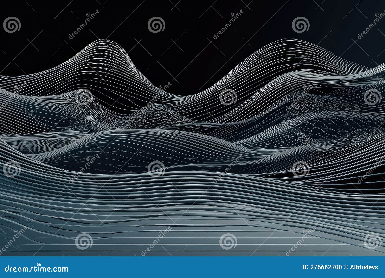 Geometric Line Art and Contours of Waves, with Reflection on the Water ...