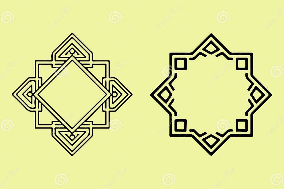 Geometric Line Art Intricate Frame Design Vector Illustration. Stock ...