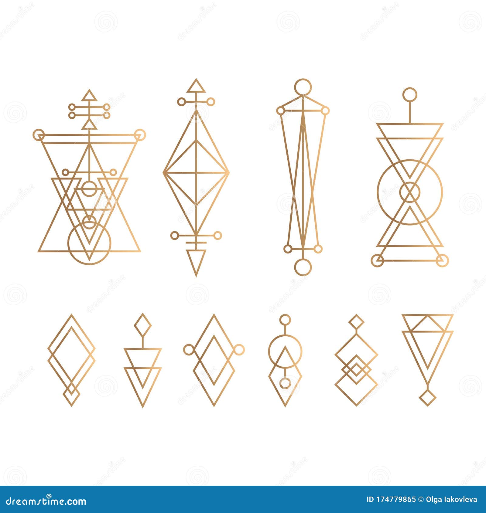 Geometric Linear Shapes Vector Set. Abstract Line Drawn Graphic ...