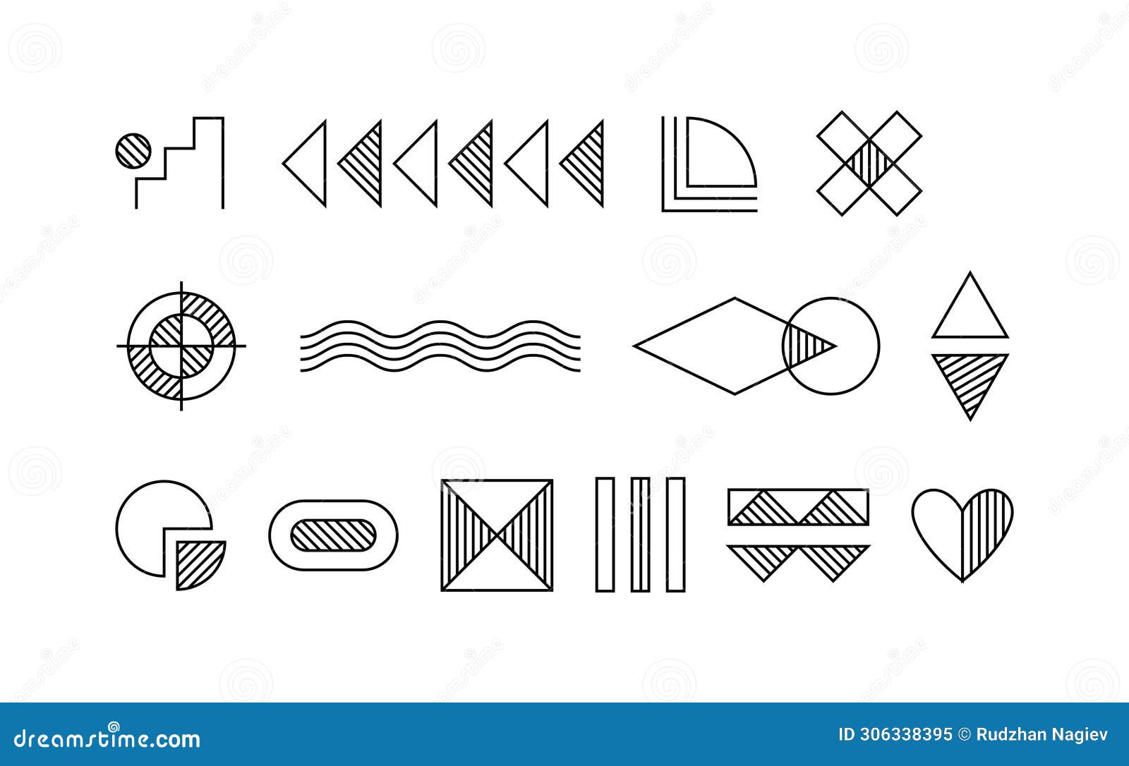 Geometric Line Elements Vector Set Stock Illustration - Illustration of ...