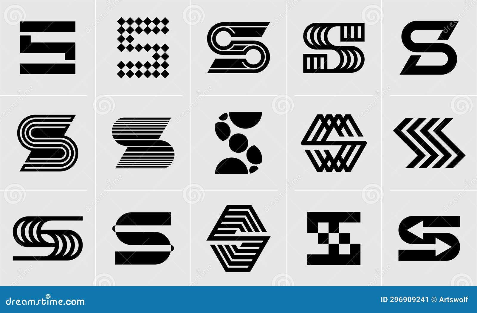 Geometric Line Shape Letter S Logo Icon Design Set Stock Illustration ...