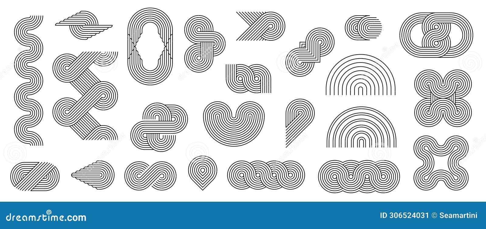 Geometric Line Zen Arch Patterns, Stroke Figures Stock Image - Image of ...