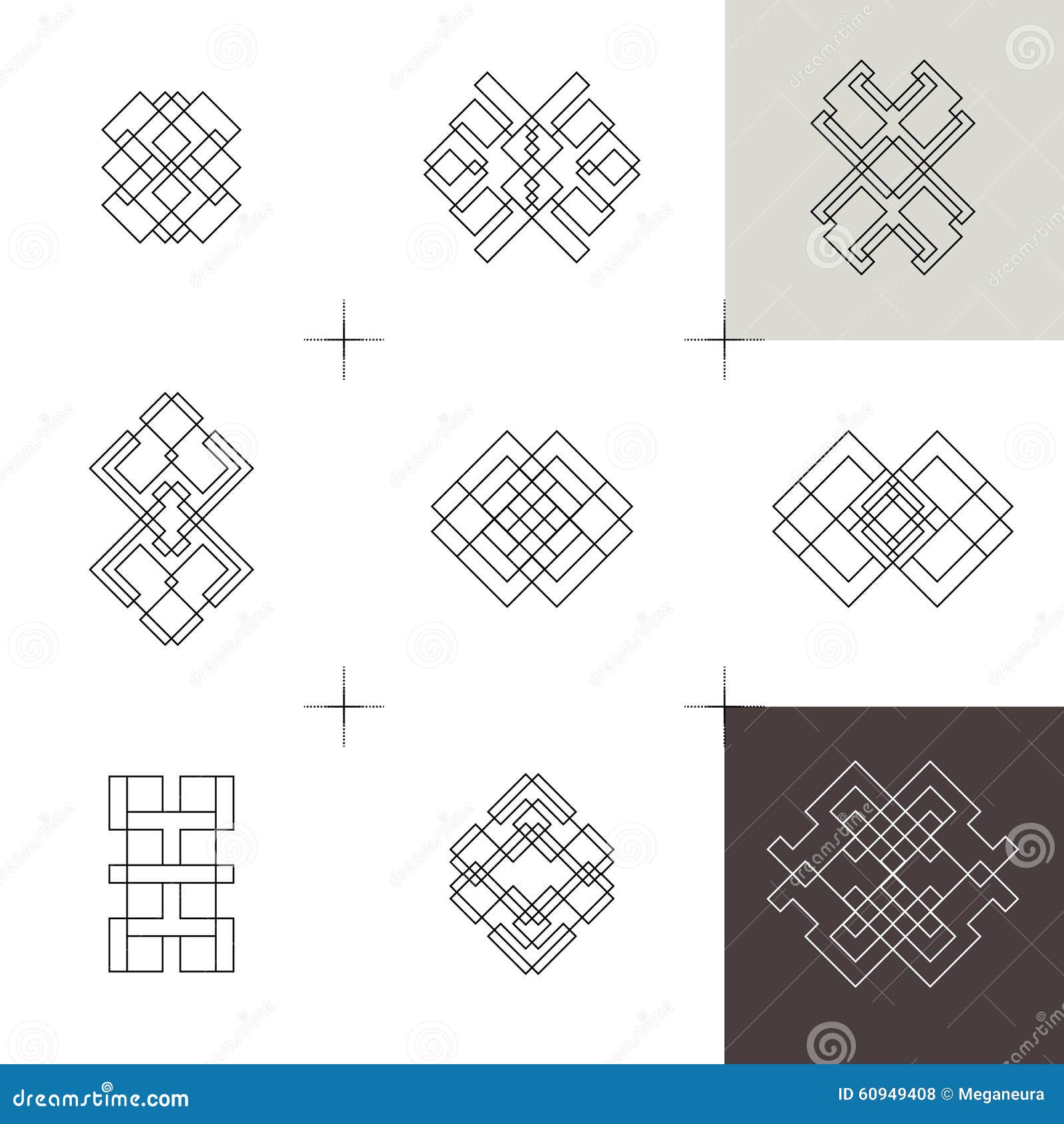 Geometric Linear Art Elements. Set of Hipster Style Logo Design Stock ...