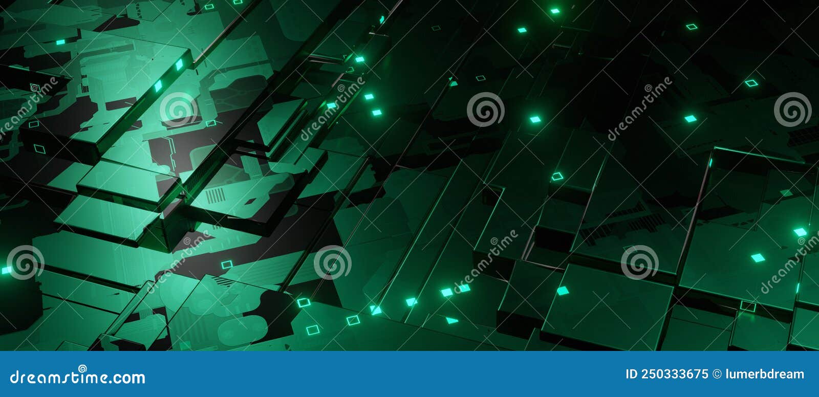 Geometric Lines. Abstract Tech. Technical Green Panel 3D Render Stock ...