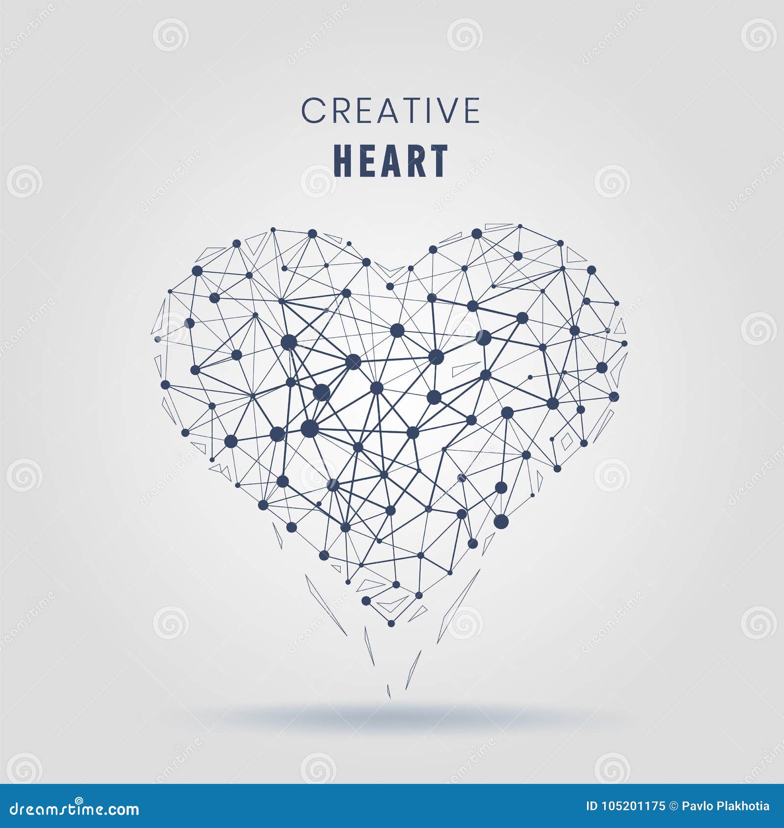 Geometric Heart Molecular Connections with Lines and Dots Wireframe ...