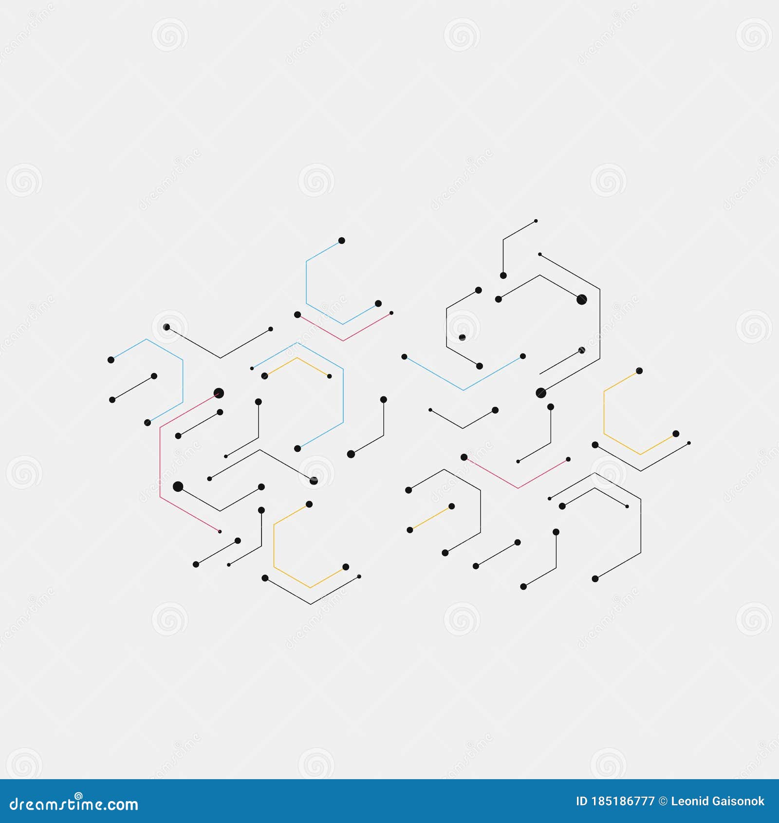 Geometric Lines and Dots. Modern Hexagon Background Stock Illustration ...