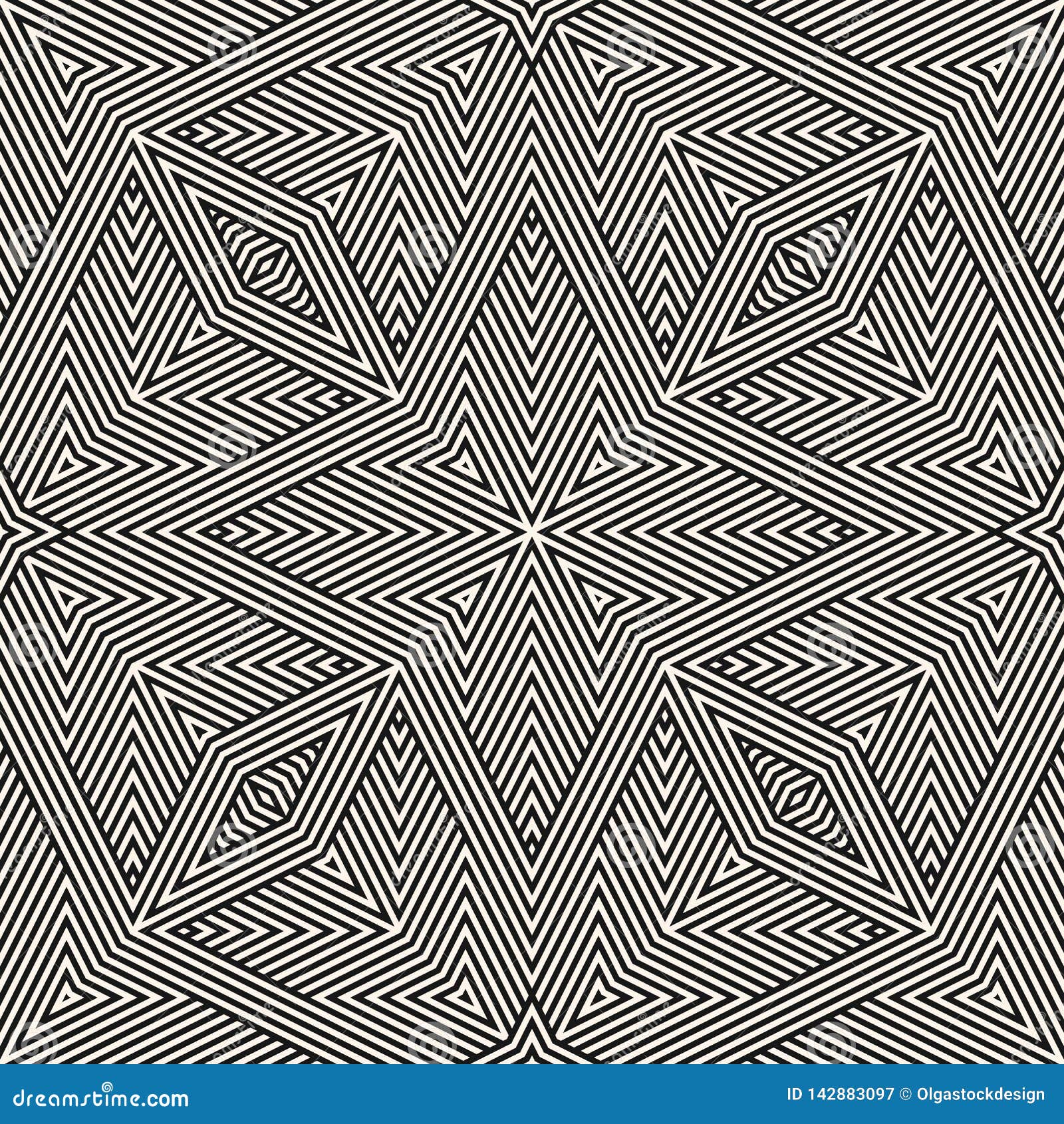 Geometric Lines Seamless Pattern. Vector Abstract Black and White ...
