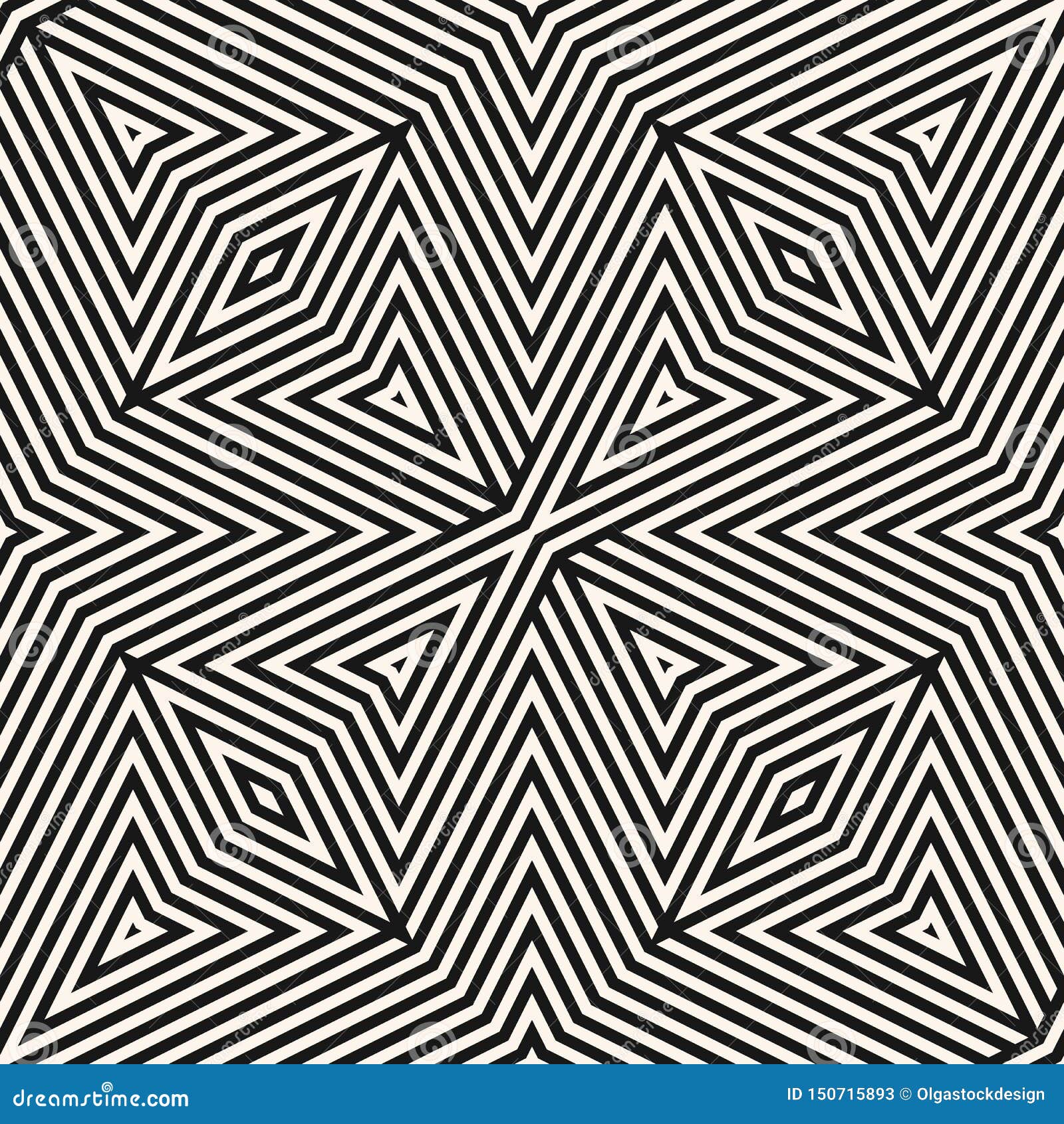 Geometric Lines Seamless Pattern. Vector Black and White Abstract ...