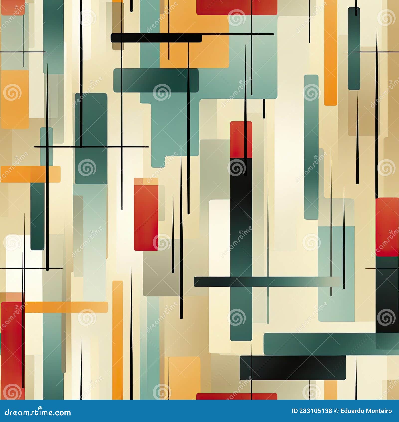 Geometric Lines and Squares in a Vintage Modernism Style (tiled) Stock ...