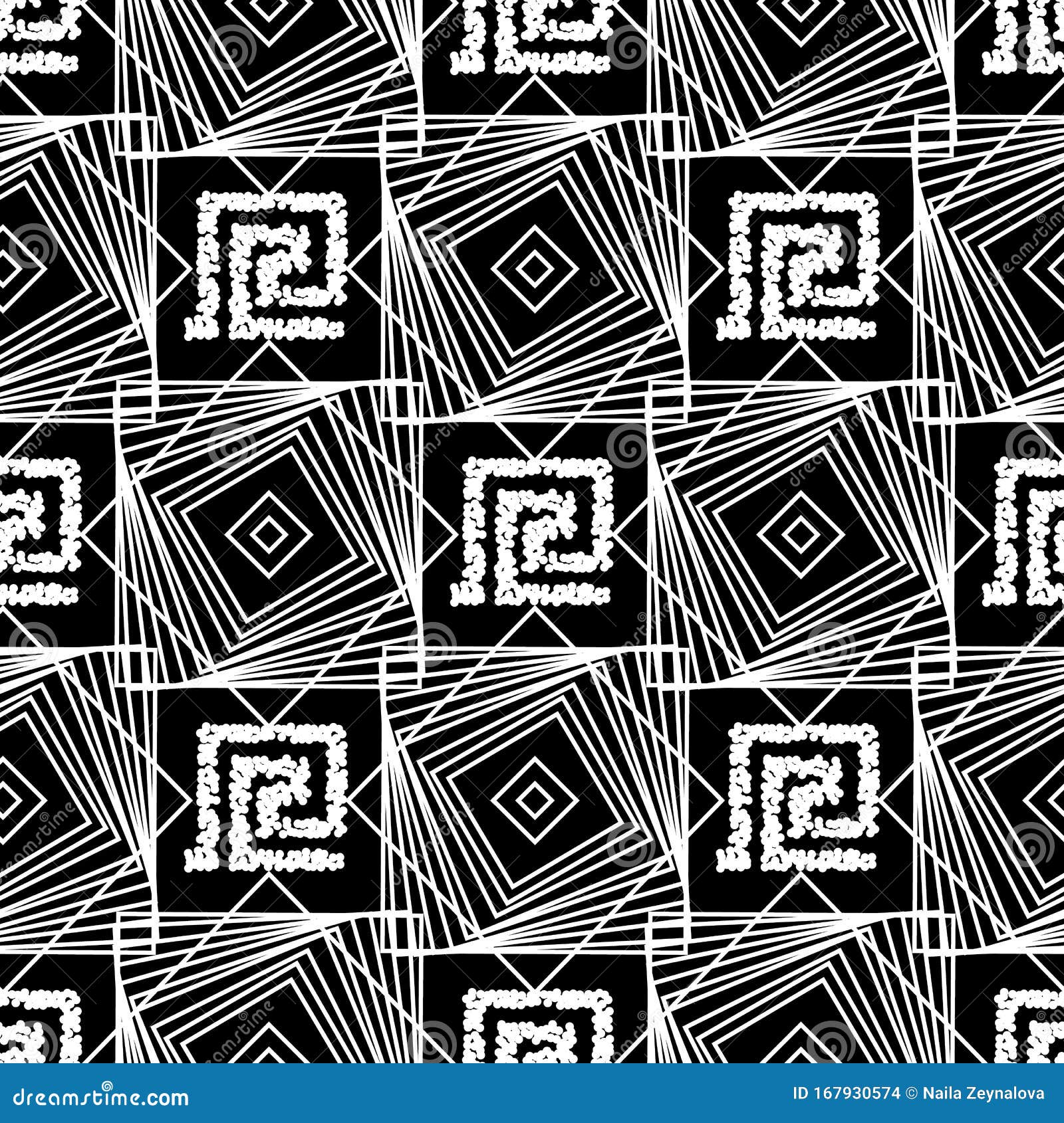 Geometric Lines Vector Seamless Pattern. Greek Line Art Abstract Black ...
