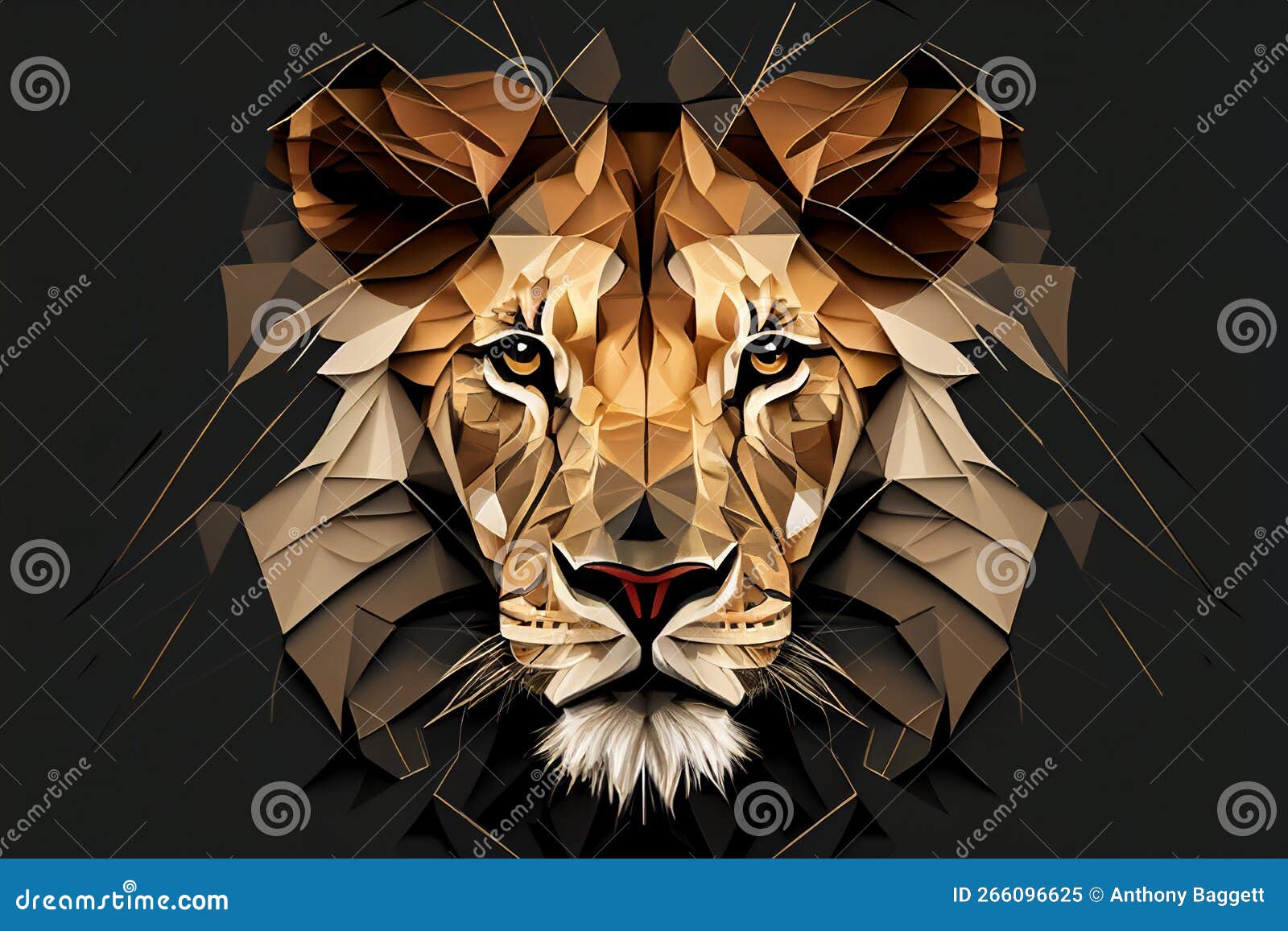 Geometric lion head stock illustration. Illustration of orange - 266096625