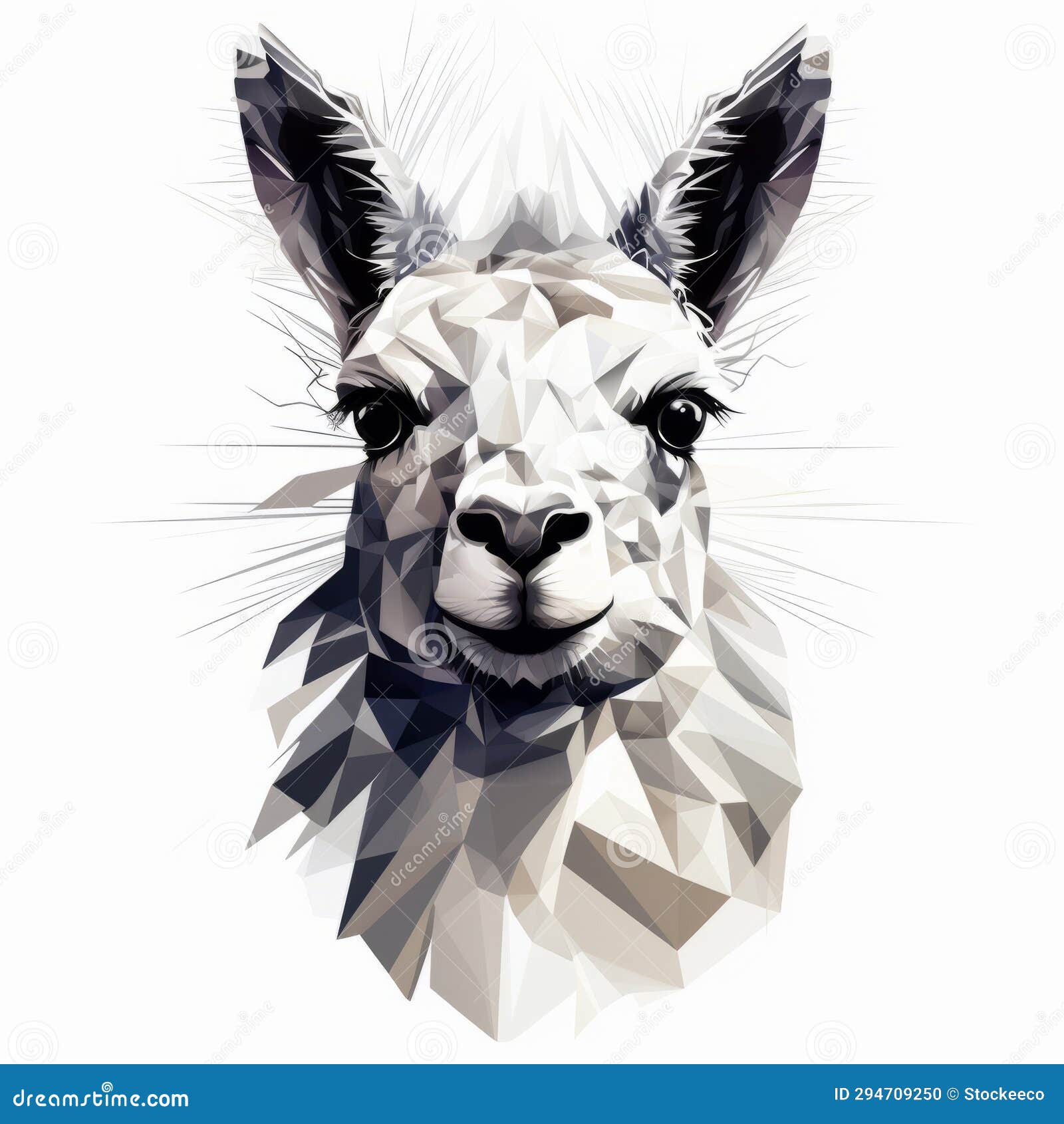 Geometric Llama Head Illustration Vector with High-contrast Shading ...