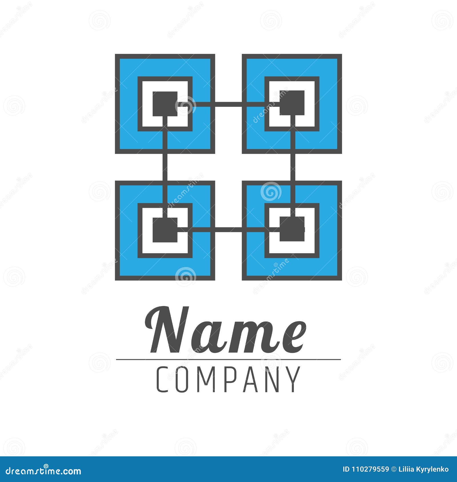 A Geometric Logo Consisting of Squares and Intersection Lines. Stock ...