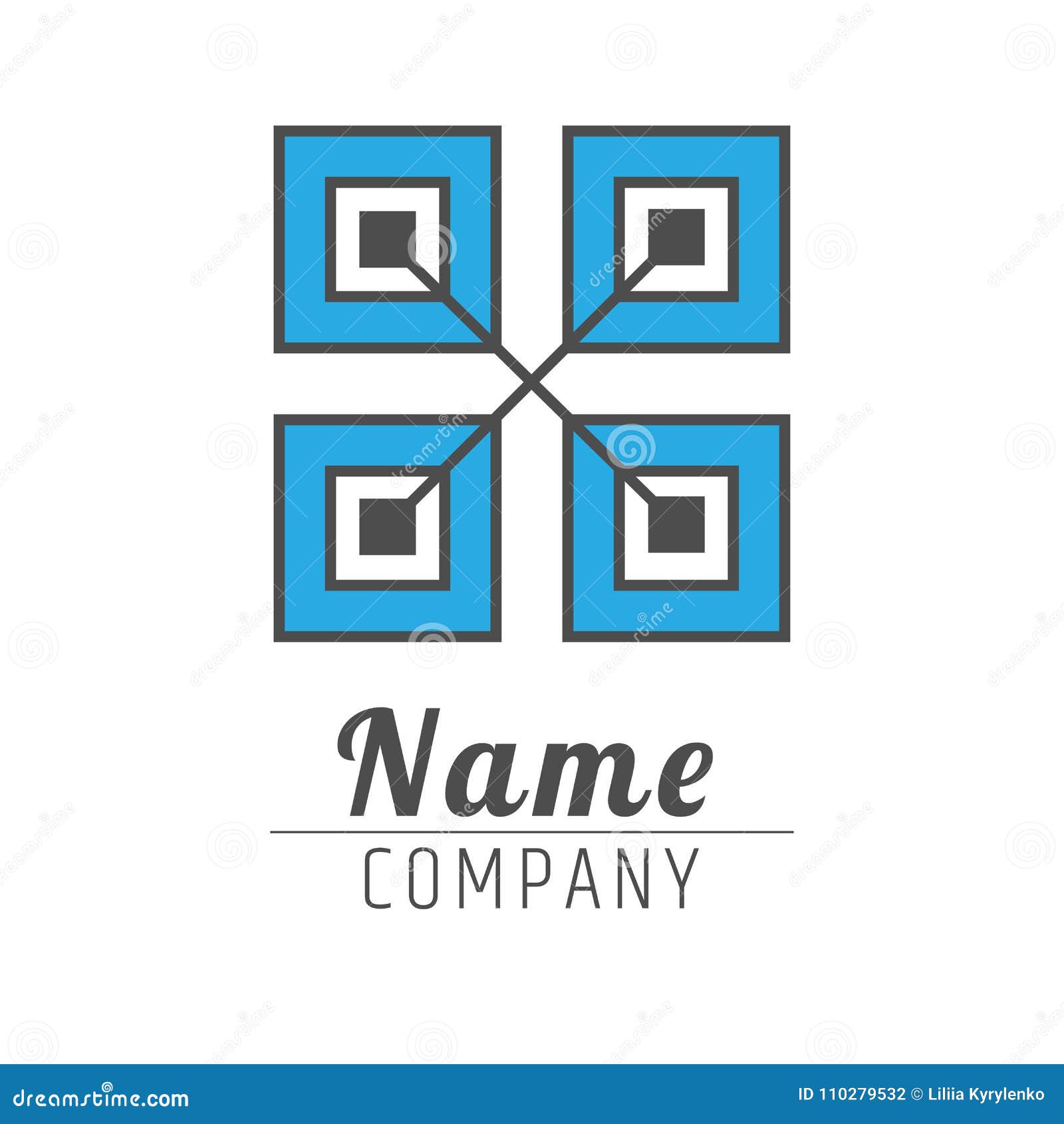 A Geometric Logo Consisting of Squares and Intersection Lines. Stock ...