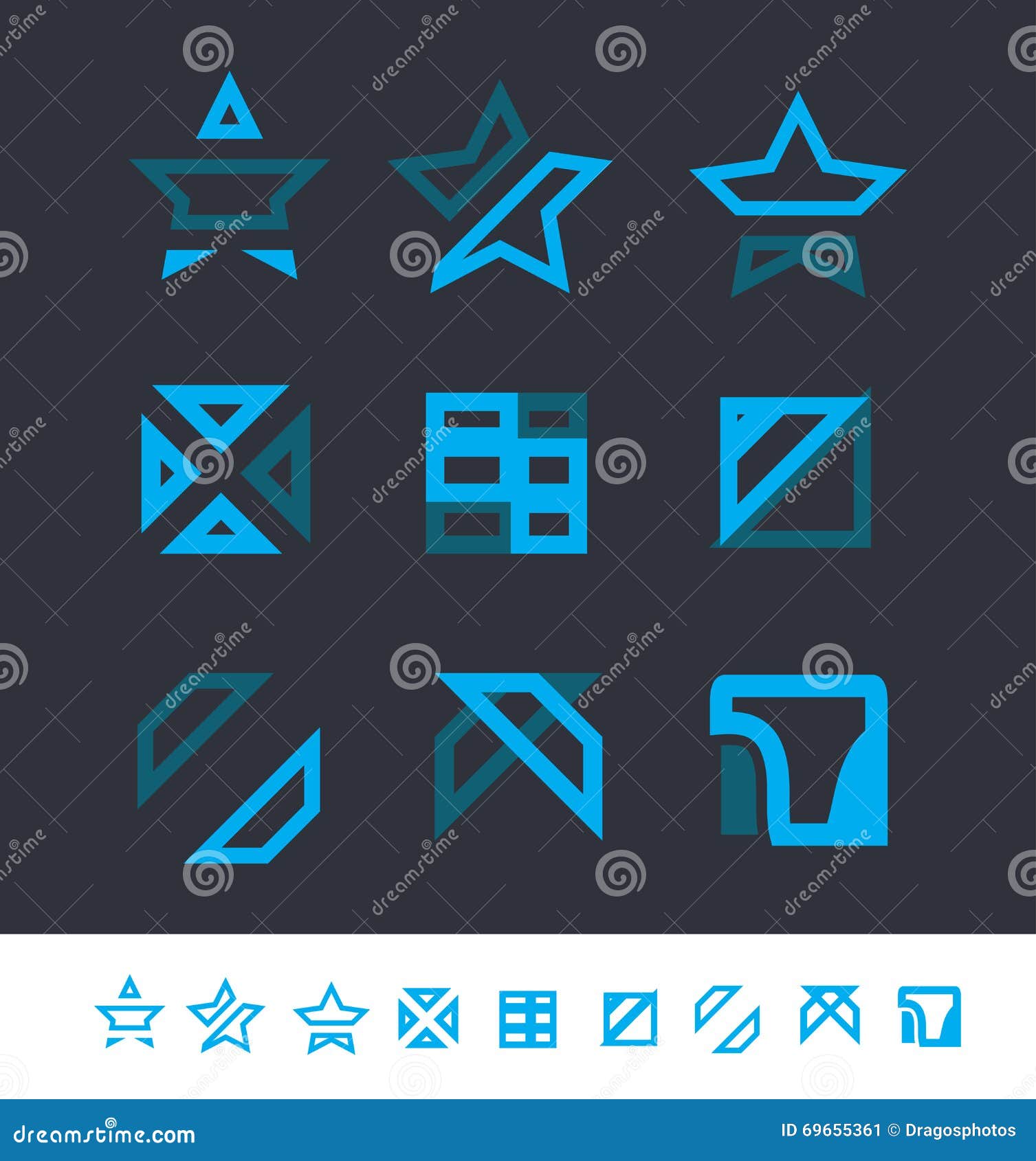 Geometric Logo Elements Icon Set Stock Vector - Illustration of symbol ...