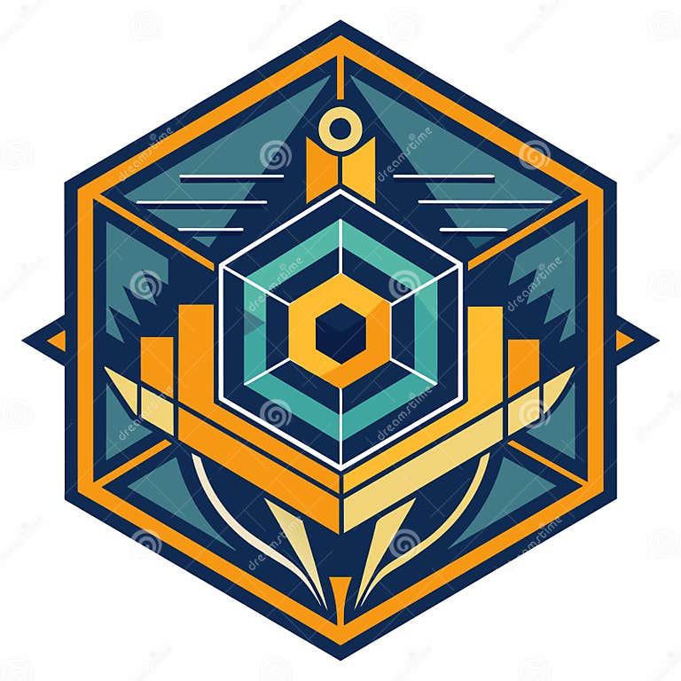 A Geometric Logo Featuring a Hexagonal Pattern and Yellow, Blue, and ...