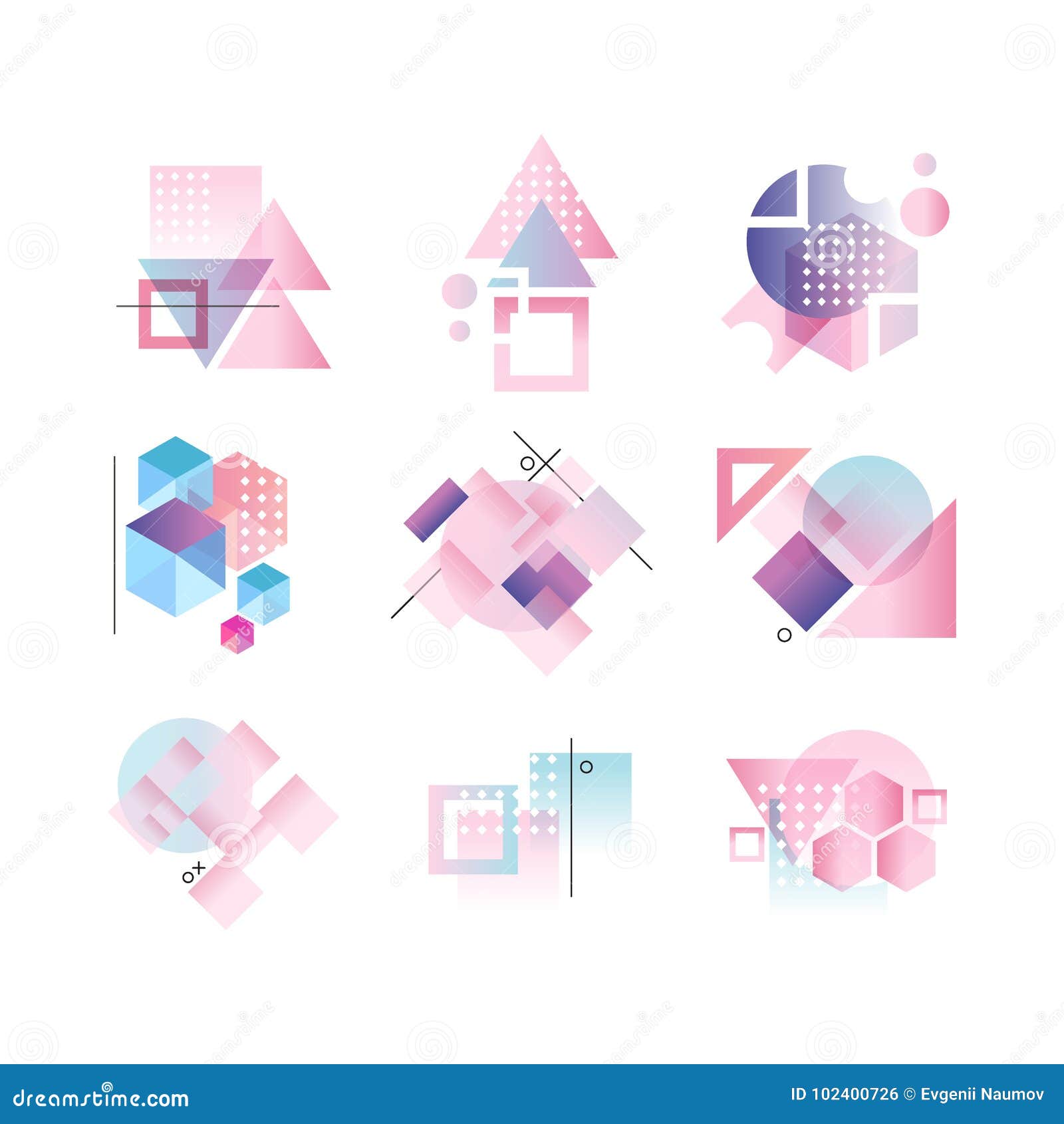 Geometric Logo Set, Colorful Abstract Elements Vector Illustrations ...