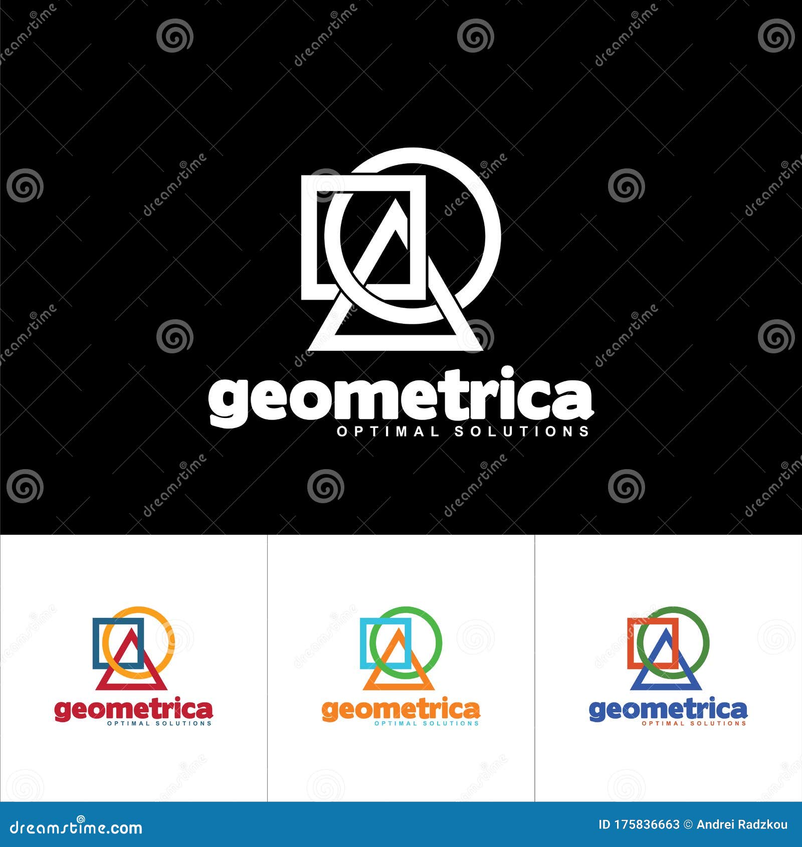 Geometric Logo with Square, Circle and Triangle Stock Vector ...