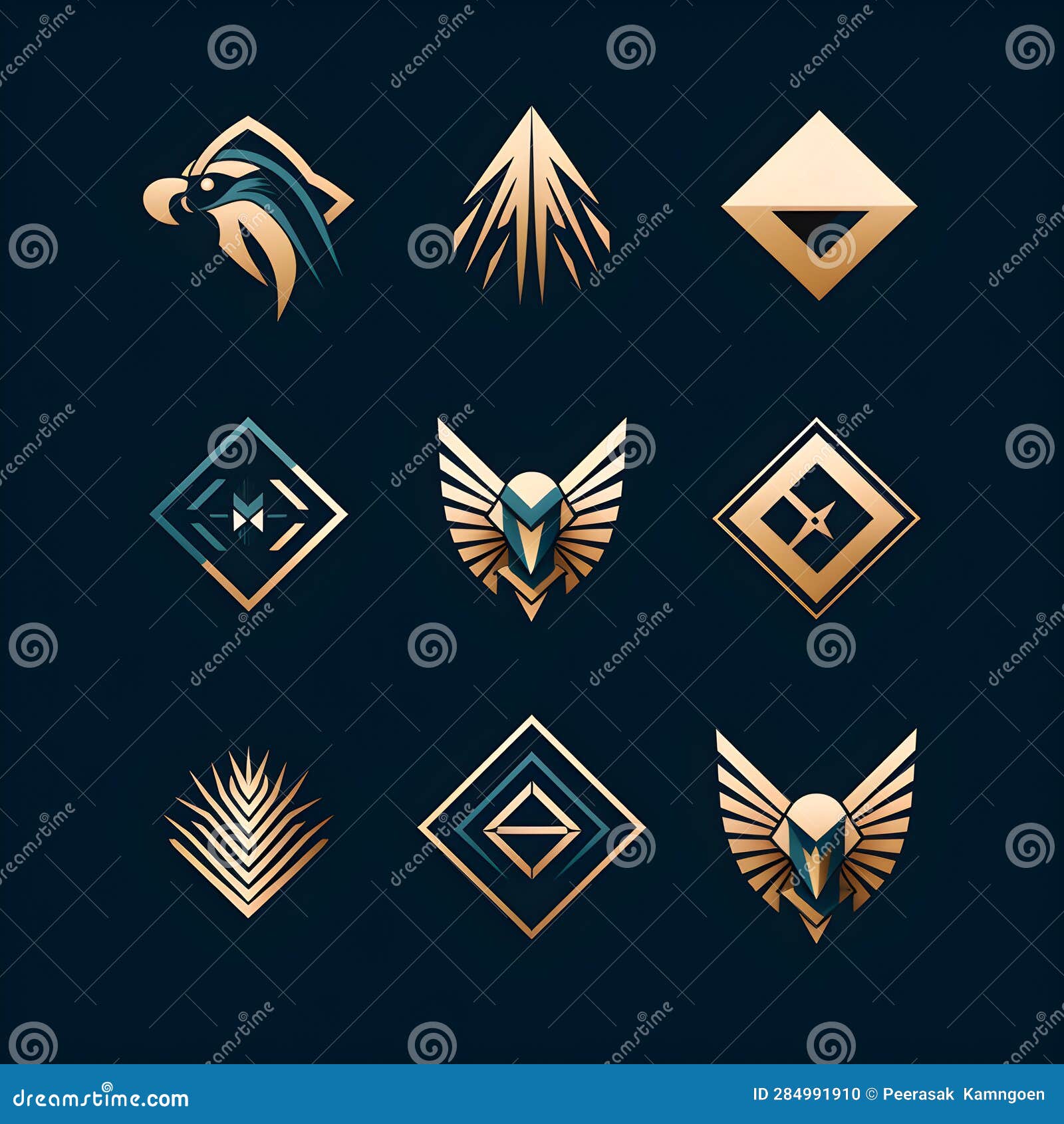 Geometric Logo Templates, Falcon, AI Generated Stock Illustration ...