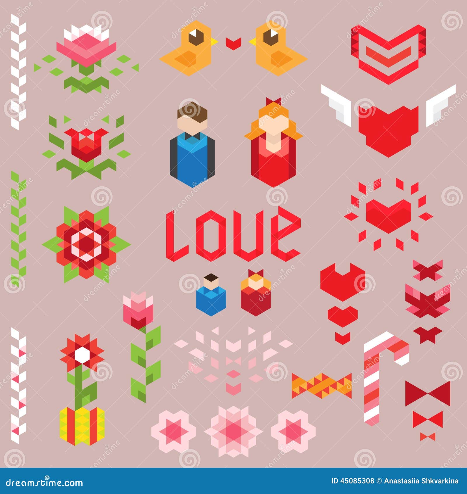 Geometric love collection stock vector. Illustration of design - 45085308