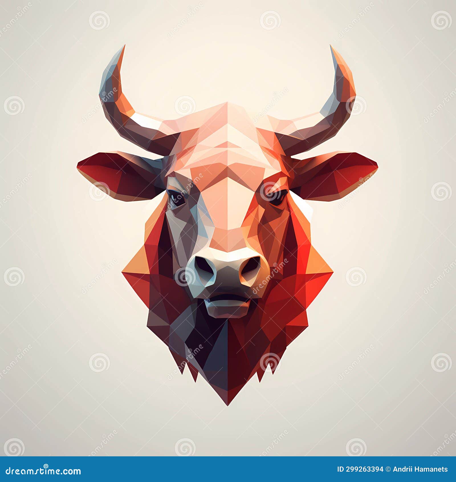 Geometric Low-poly Bull Head Illustration on a Smooth Gradient ...