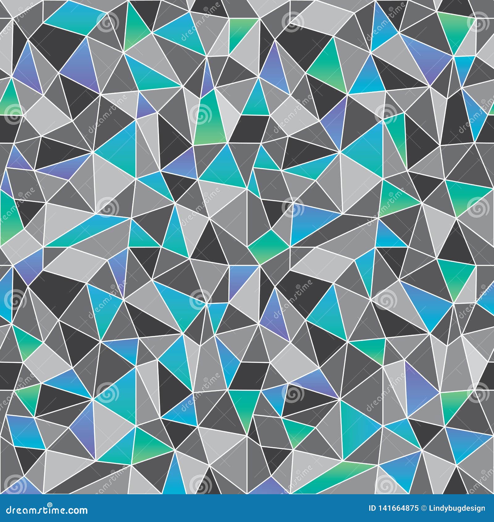 Geometric Low Poly Graphic Repeat Pattern in Blues, Greens and Greys ...