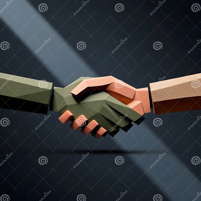 Abstract Low Poly Agreement Handshake on Dark Blue Background Stock ...