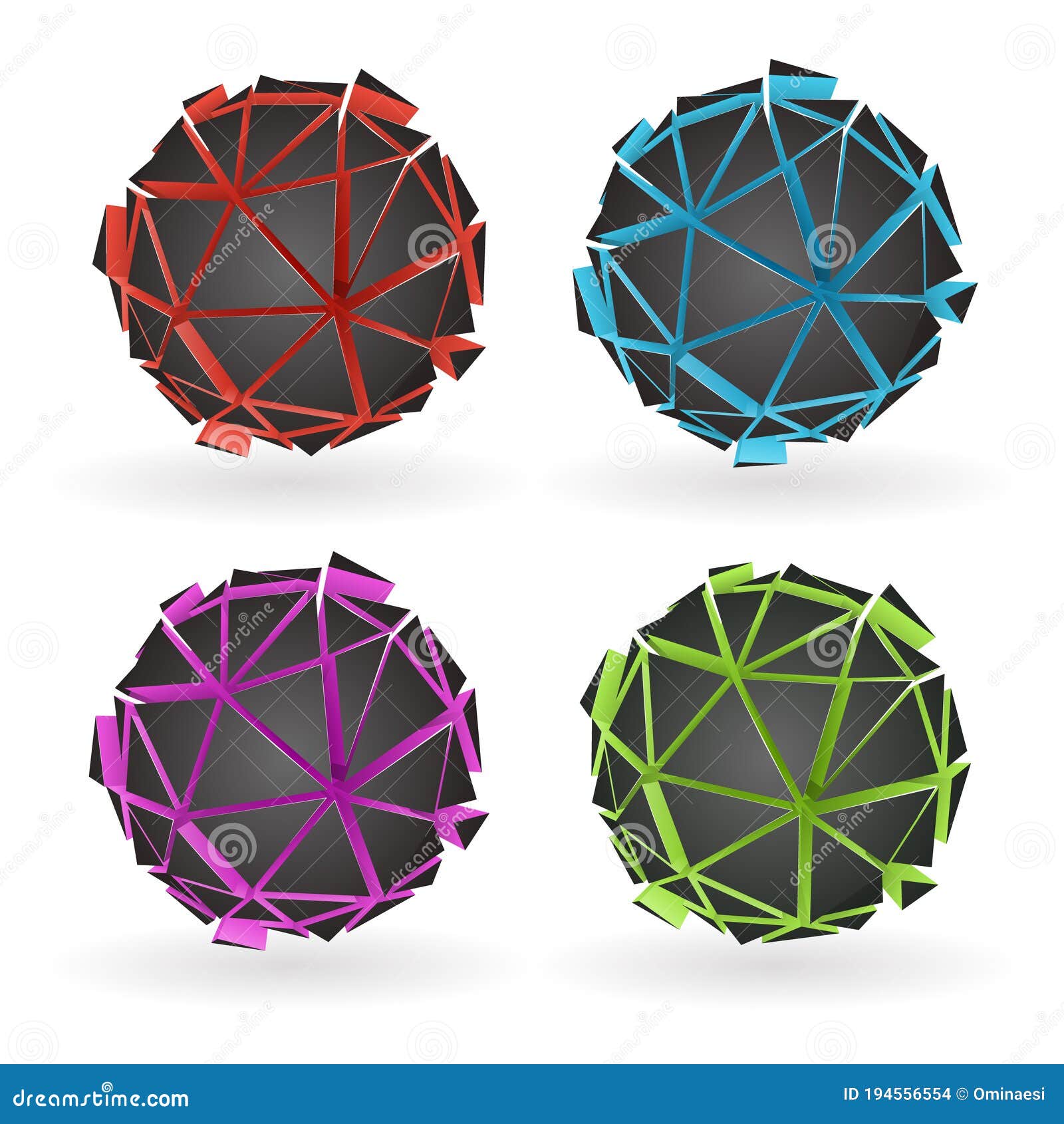 Geometric Low Polygonal Cracked Sphere Abstract Design Vector ...