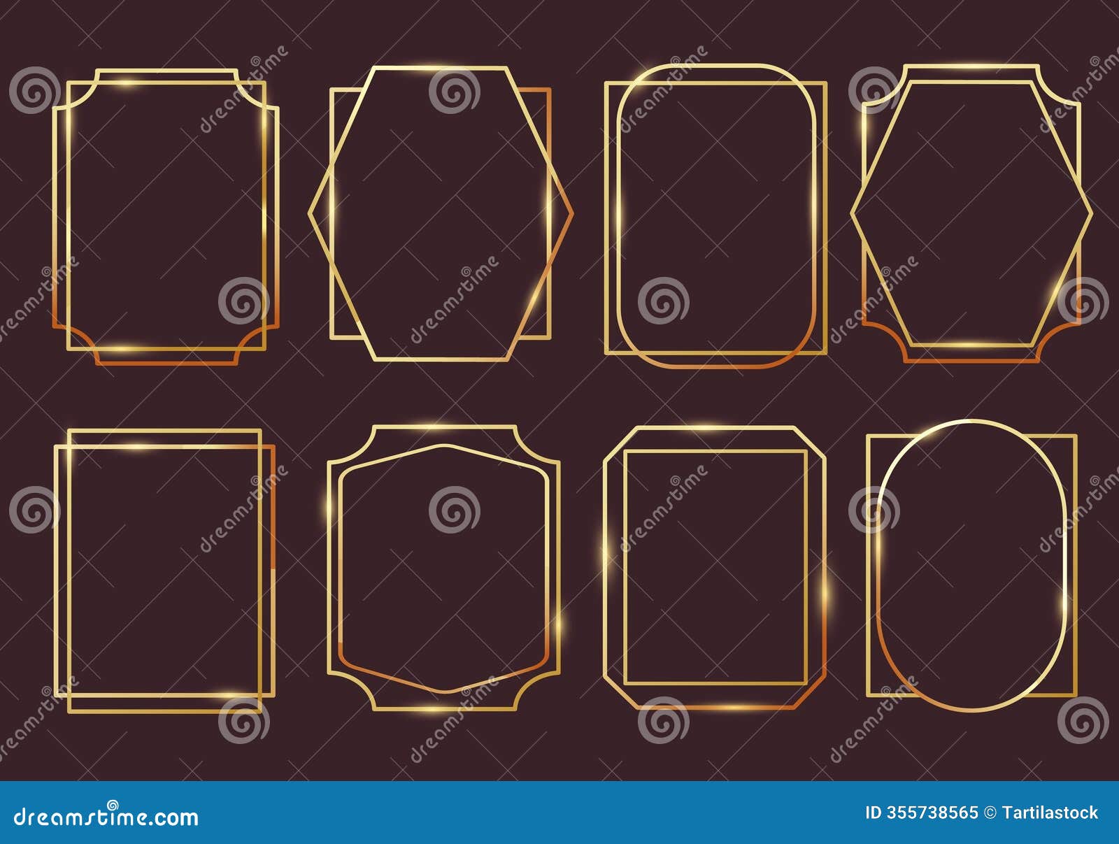 Geometric Luxury Frames. Modern Golden Linear Borders with Simple ...