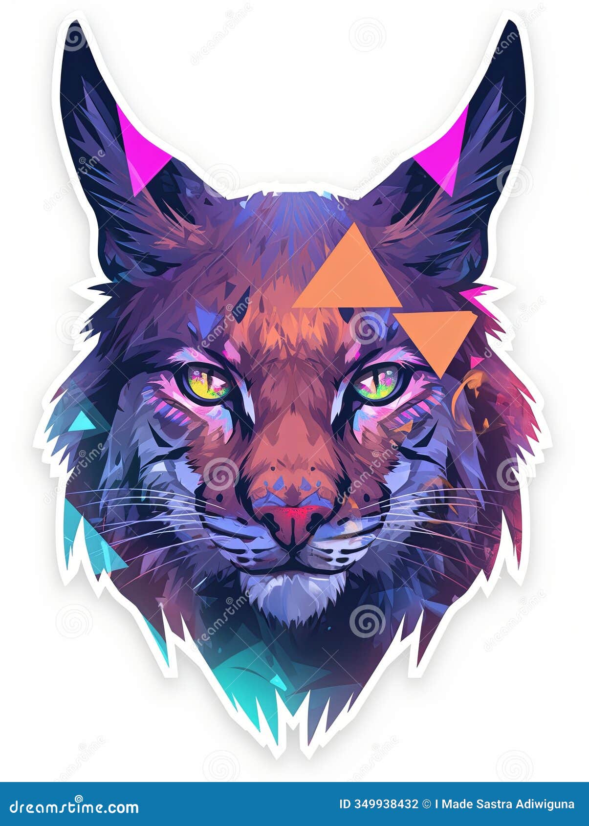 Geometric Lynx Head Portrait with Vibrant Colors and Sharp Lines Stock ...