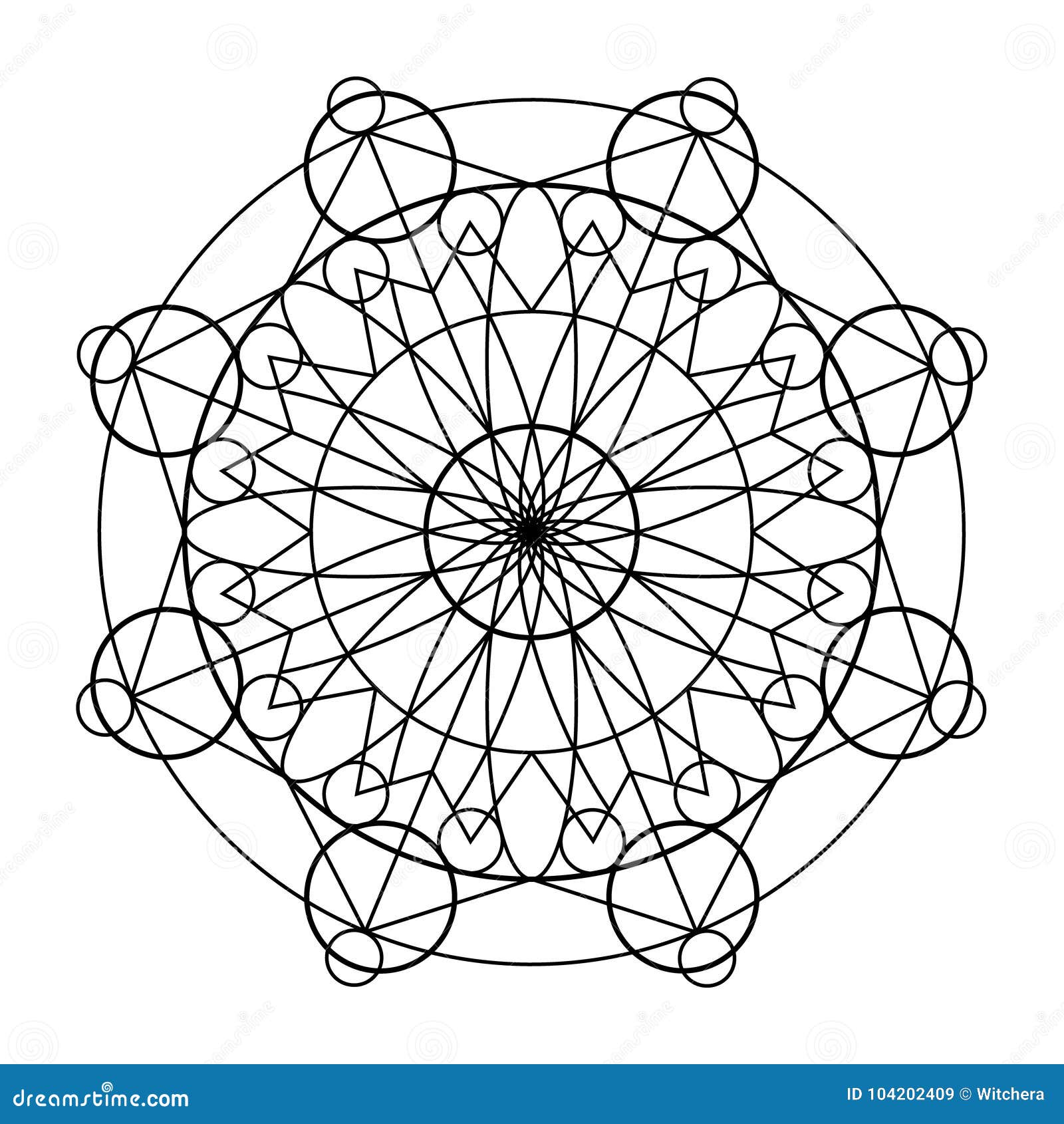 Geometric Mandala. Coloring Book. Relax Doodle Black And White Ornament ...