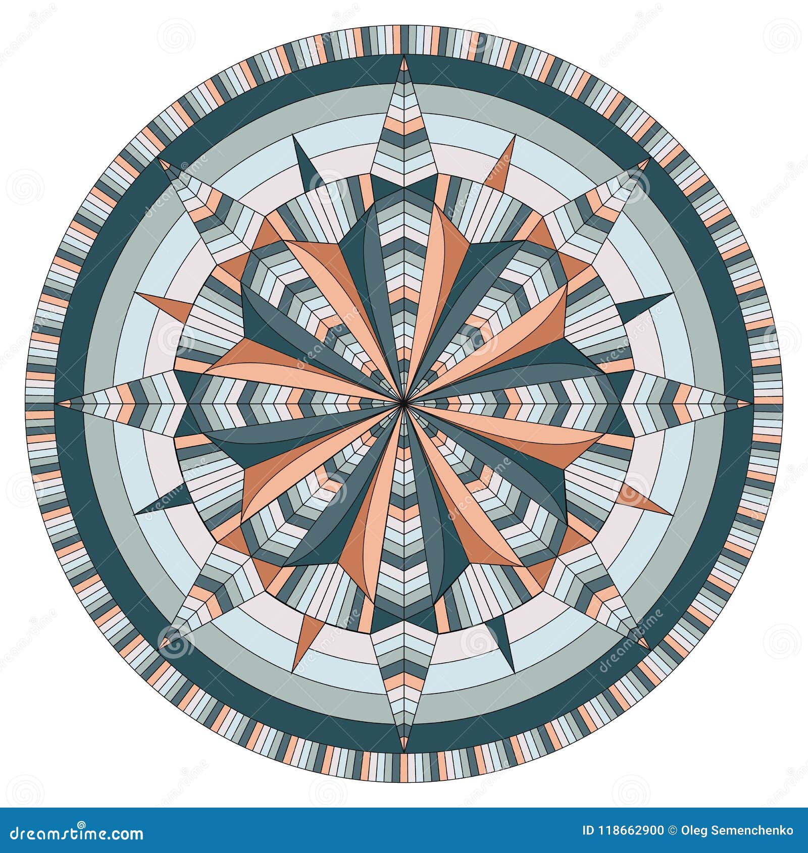 Geometric Mandala Ornament Symmetry Stock Illustration - Illustration ...