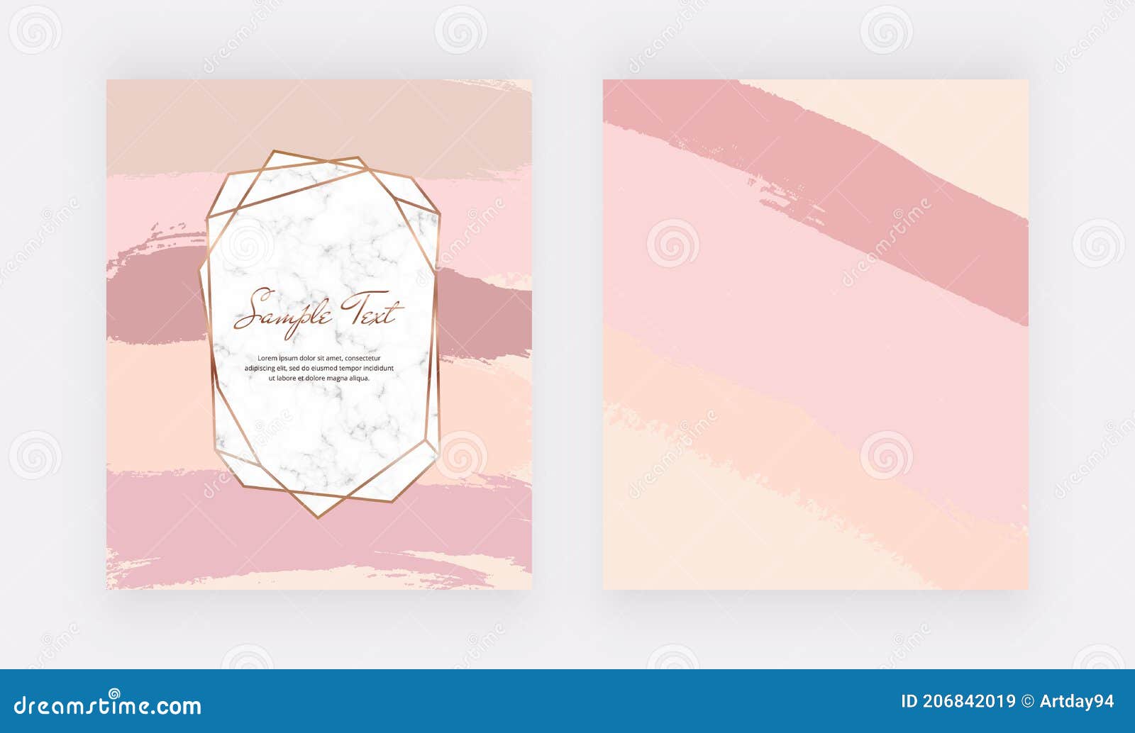 Geometric Marble Frames On The Peach Brush Stroke Texture. Cartoon ...