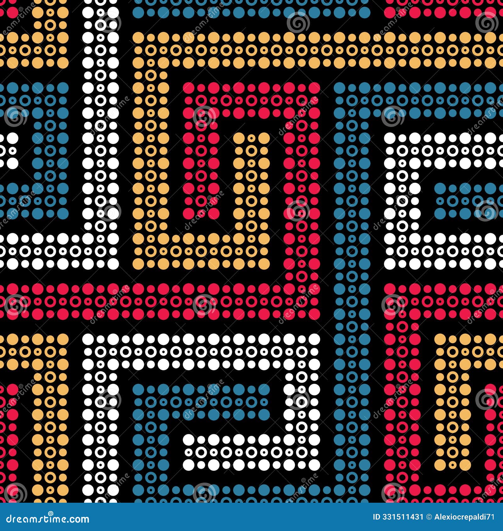 Geometric Maze Pattern with Interlocking Dotted Lines on a Black ...