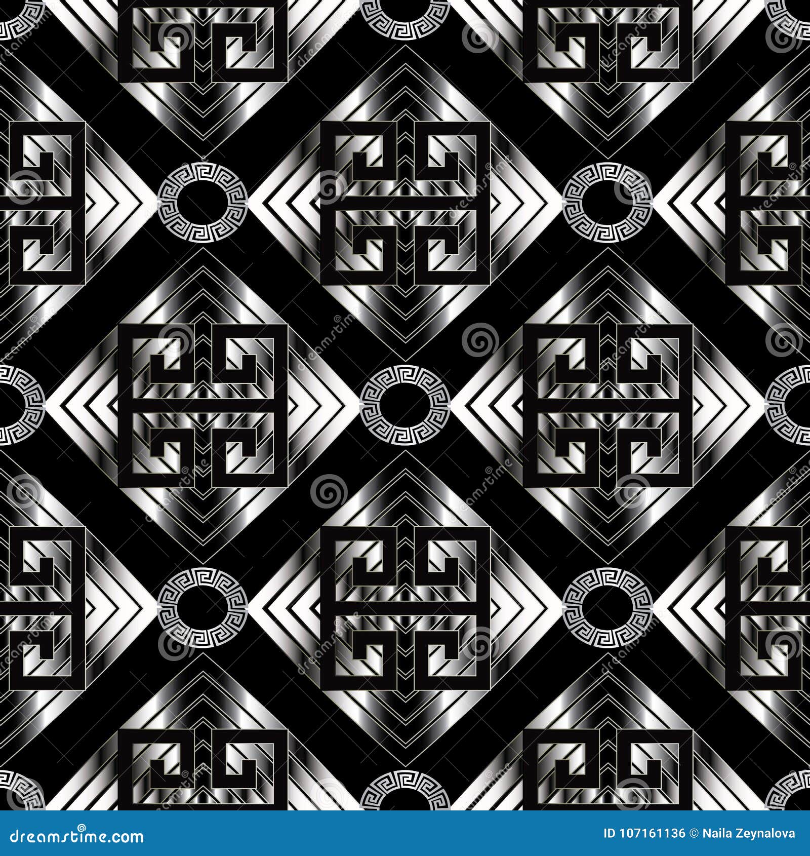 Geometric Meander Seamless Pattern. Black Vector Geometry Abstract ...