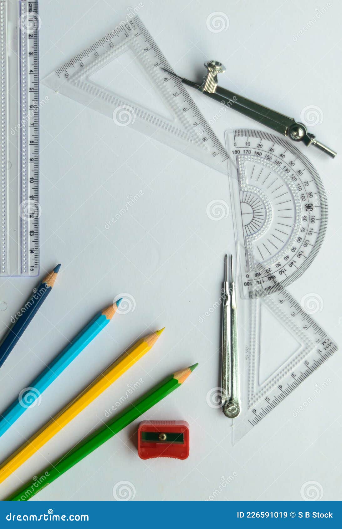 Geometric Measuring Tools, Drawing Items And Mathematical Instruments ...
