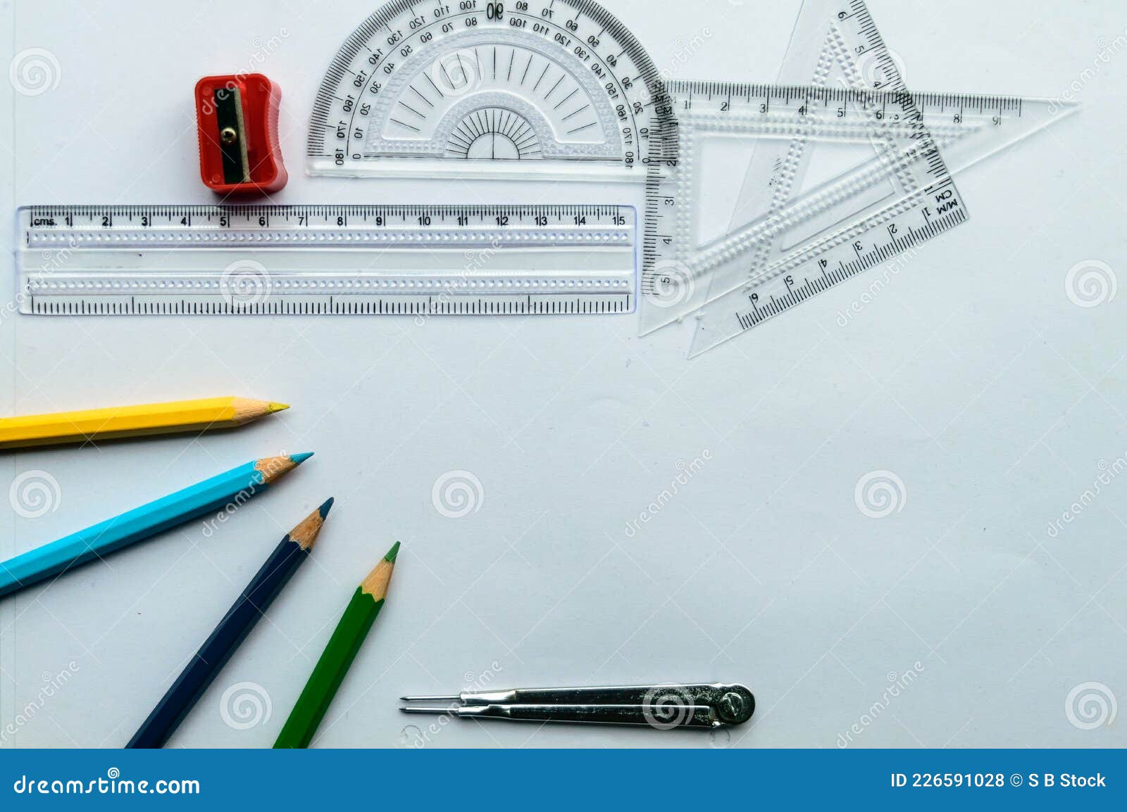 Geometric Measuring Tools, Drawing Items And Mathematical Instruments ...