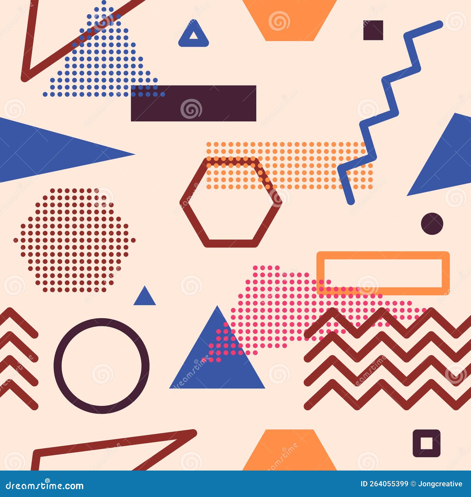 Geometric Memphis Lines Dots Background Seamless Pattern Wallpaper ...