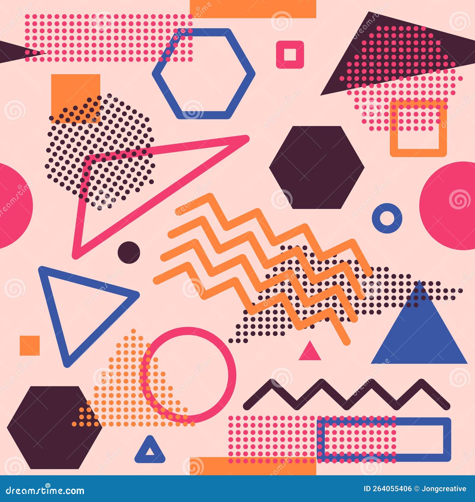 Geometric Memphis Lines Dots Background Seamless Pattern Wallpaper ...