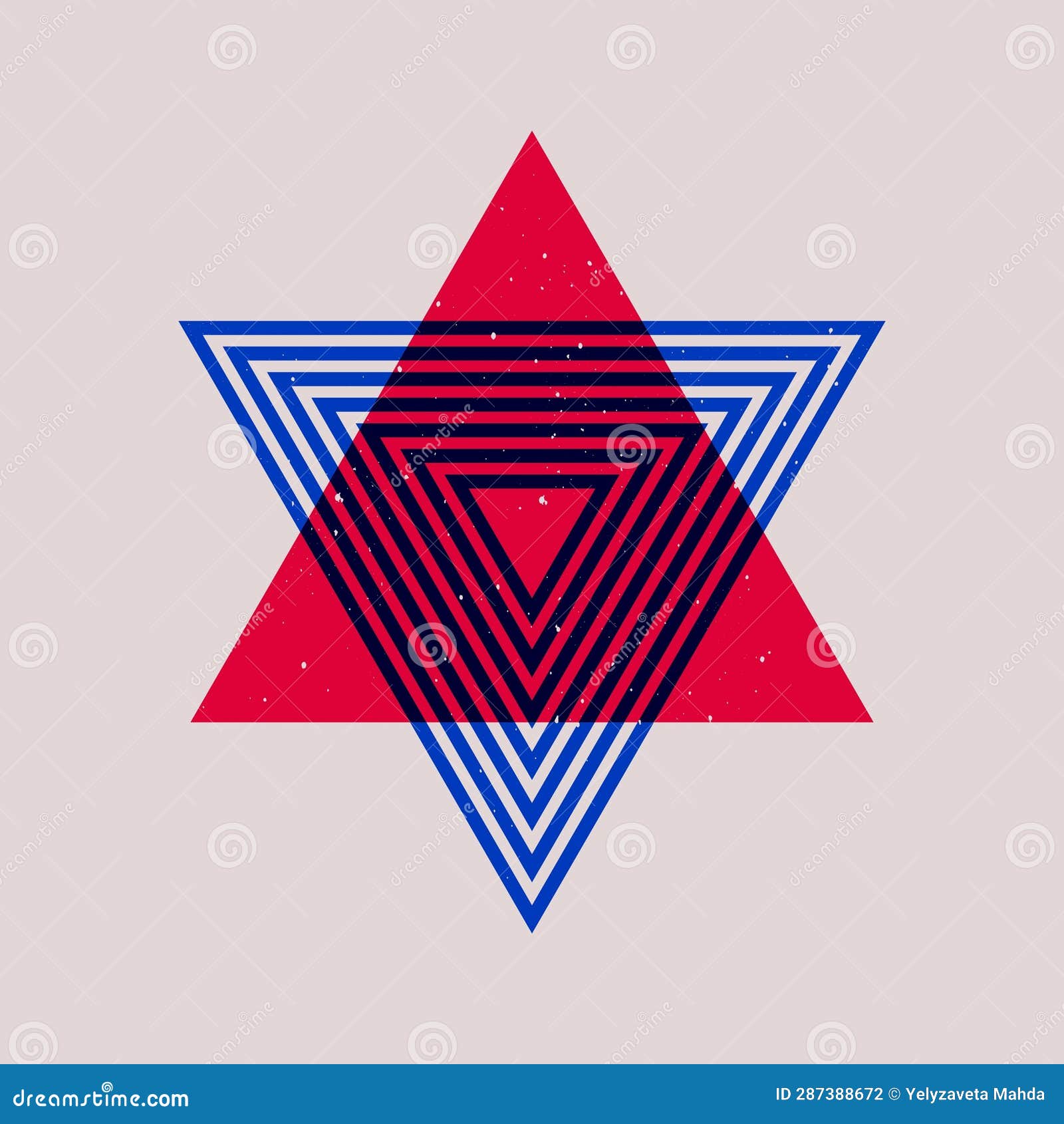 Geometric Memphis Shapes Riso Print Effect. Minimal Abstract Triangle Duotone Overlay Elements ...