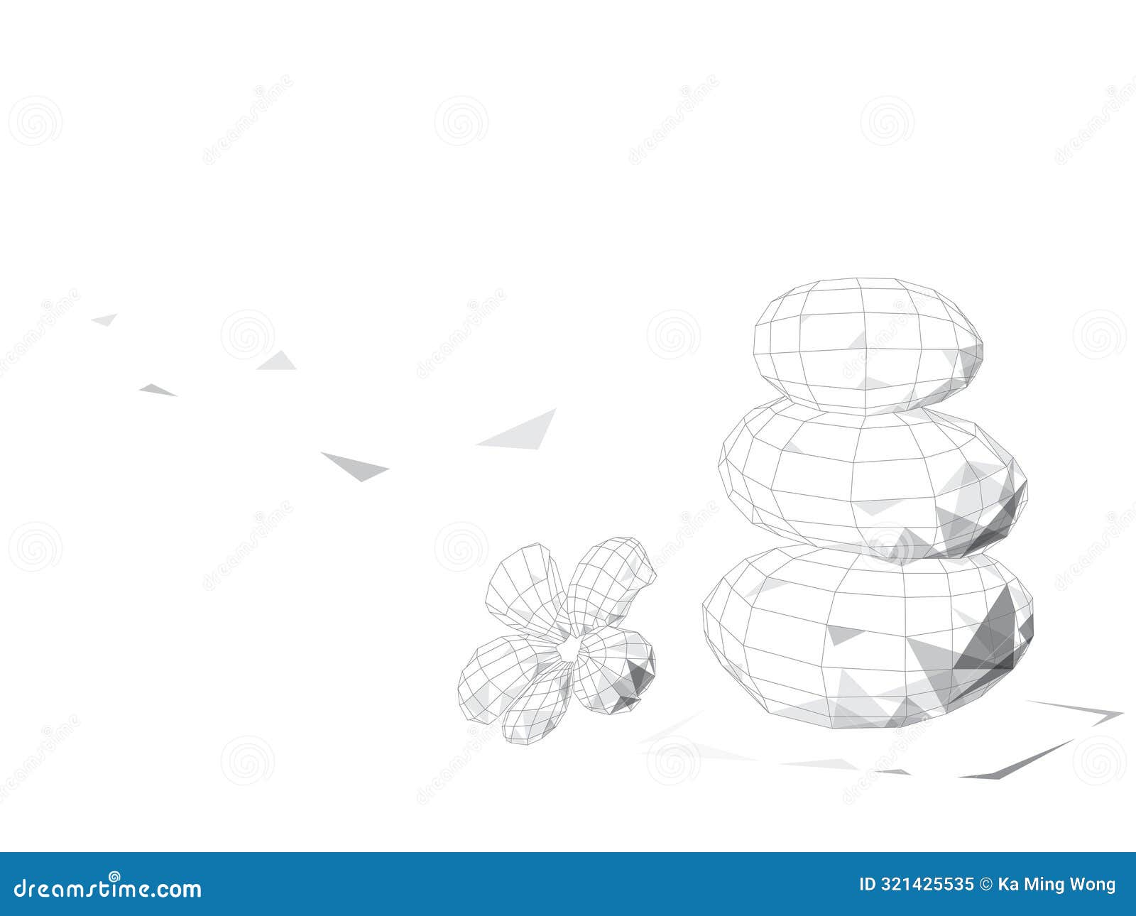 Fragment A012 Three Stones and Flower Vector Illustration Graphic EPS ...
